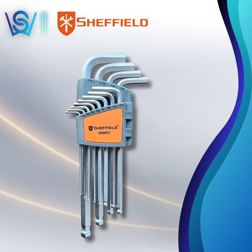 SHEFFIELD 12pcs Long Arm Ball Point Hex Key Set (SAE) L Shape S2 Allen ...