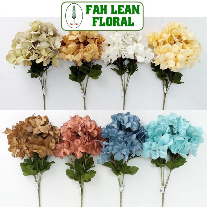 Artificial Autumn Hydrangea Flower x5 Head 40cm / Bunga Hiasan Bunga ...
