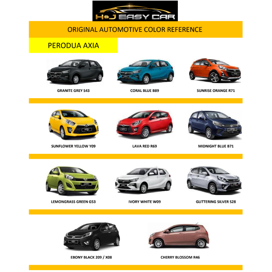 PERODUA AXIA Automotive Original COLOR CODE Touch Up Paint 10ML ...