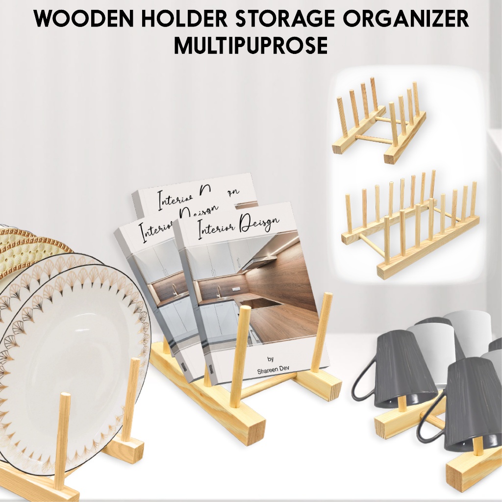 Kitchen Wooden Dish Rack Plate Rack Bowl Rack Dinnerware Storage Drain ...