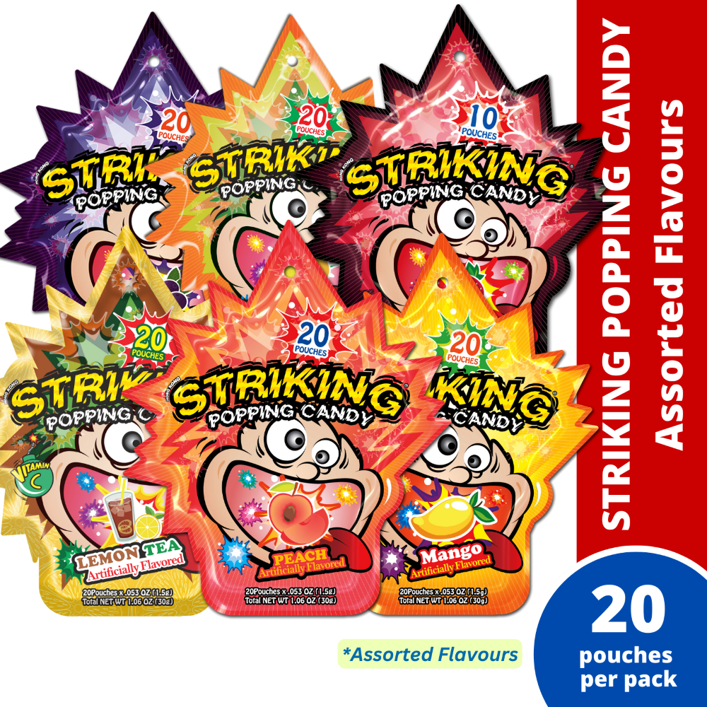 STRIKING Popping Candy 30g (20 Pouches per pack) - Assorted Flavours ...