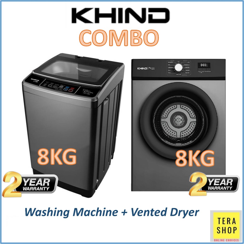 【COMBO】Khind WM80A 8KG Washing Machine Mesin Basuh CD819 8KG Clothes ...