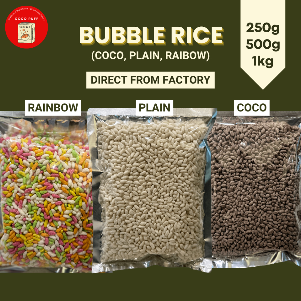 Bubble Rice (Plain, Coco, Rainbow) (250g/500g/1kg) | Shopee Malaysia