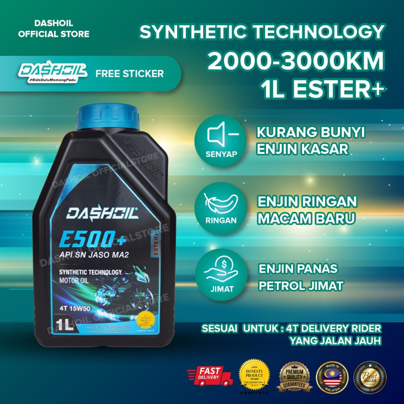 DASH OIL 15W50 ESTER SEMI SYNTHETIC MINYAK HITAM ESTER SEMI SINTETIK ...
