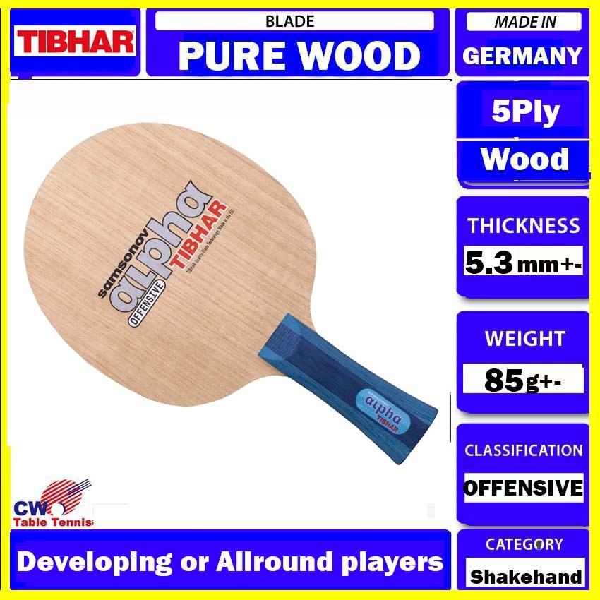 Tibhar Samsonov Alpha 5PLY PURE WOOD TABLE TENNIS BALDE BAT PASDDLE ...