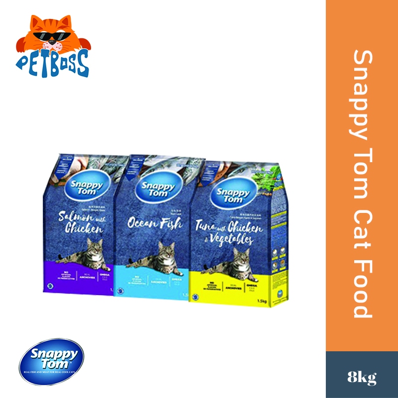 Snappy Tom Cat Food (8kg) [Ocean Fish/Salmon Chicken/Tuna] Makanan ...