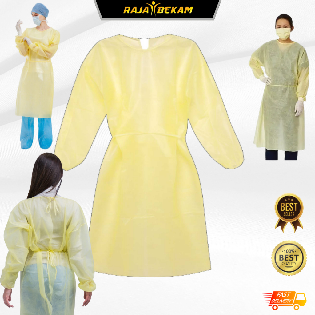 Baju Bedah Pakai Buang Disposable Isolation Gown 10pcs/pack | Shopee ...