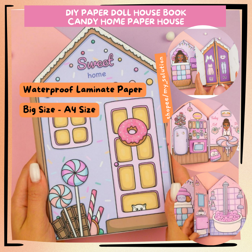 Paper Doll House Book Candy Home Paper House Book DIY Template Art ...
