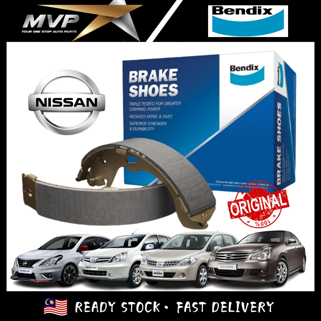 Original Bendix Brake Shoes - Nissan Almera Grand Livina Latio C11 Slyphy G11 Rear Brake Shoes ...