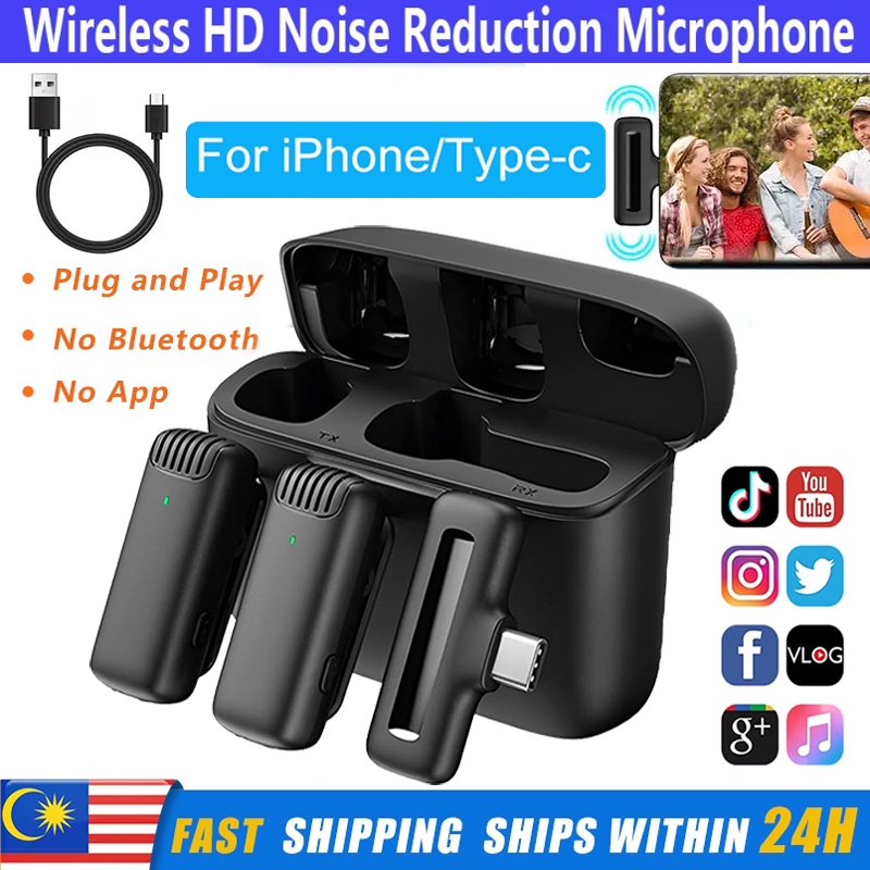 Wireless Lavalier Microphone with Charging Box Portable Audio Mini ...