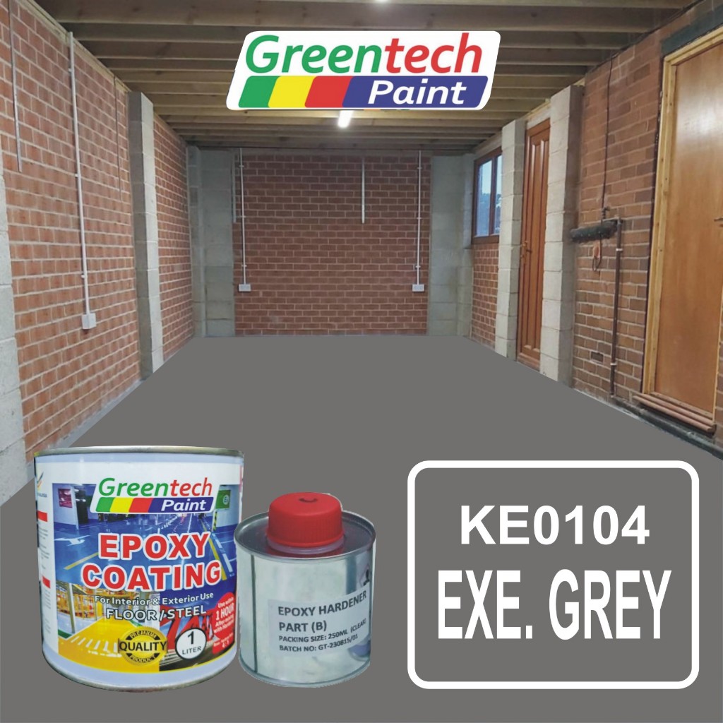 ( EXE.GREY KE0104 ) 5L Epoxy Paint GREENTECH PAINT ( 4L Colour + 1L ...