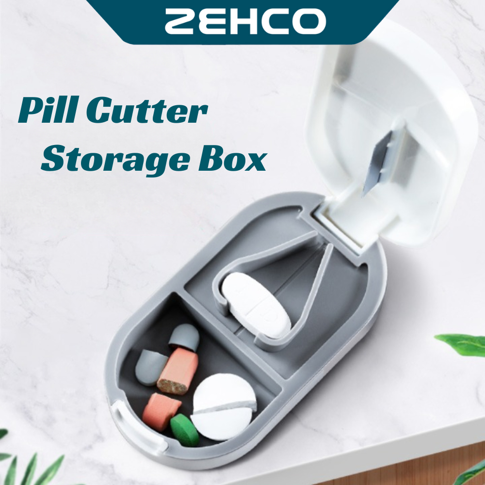 FaSoLa Portable Medicine Pill Cutter Medicine Storage Box Pill Splitter ...