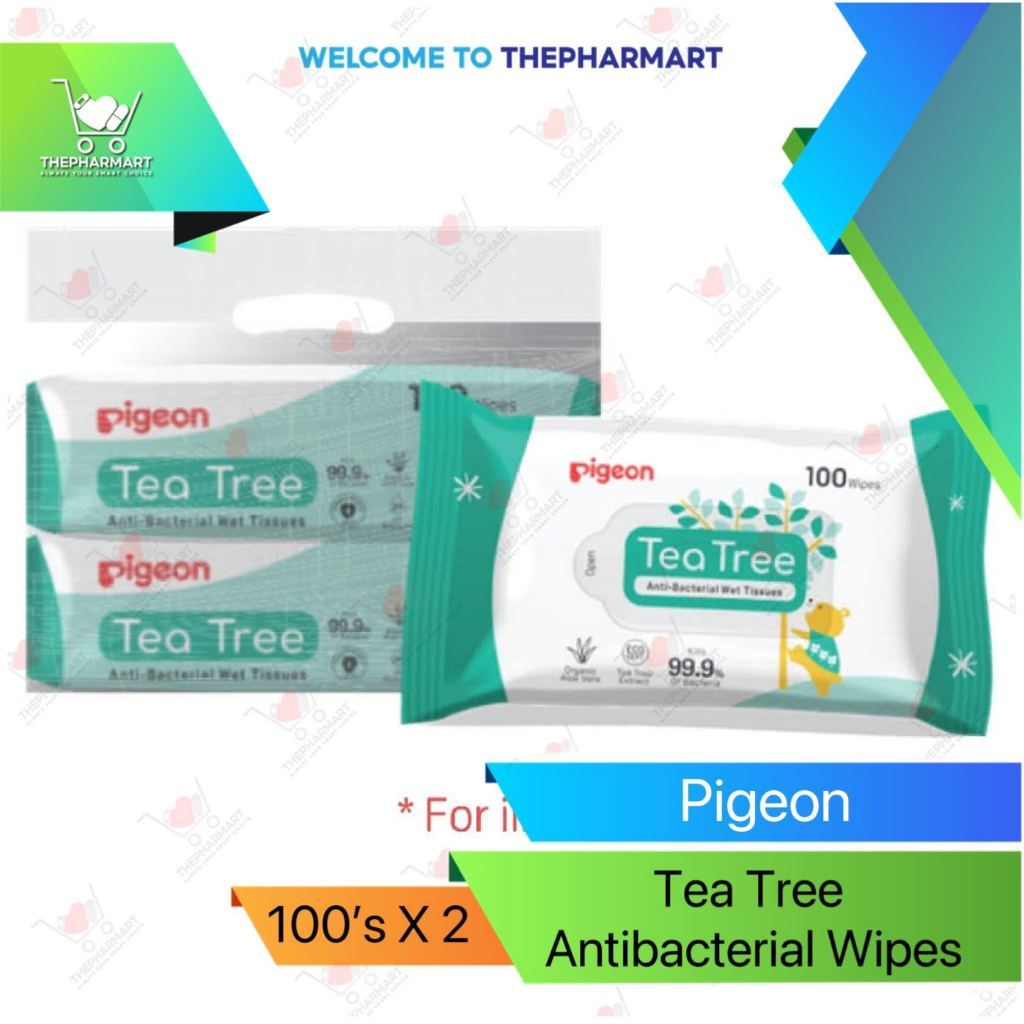 Pigeon Tea Tree Antibacterial Wipes (100's X2) | Shopee Malaysia