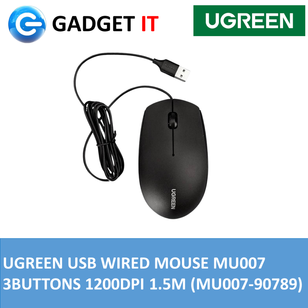 UGREEN USB WIRED MOUSE MU007 3BUTTONS 1200DPI 1.5M (MU007-90789 ...