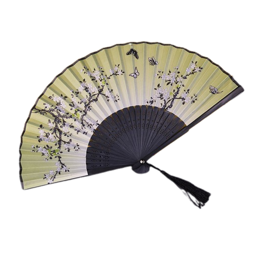 Elegant Floral Black Bamboo Hand Fan Kipas Tangan Lipat Buluh Corak ...