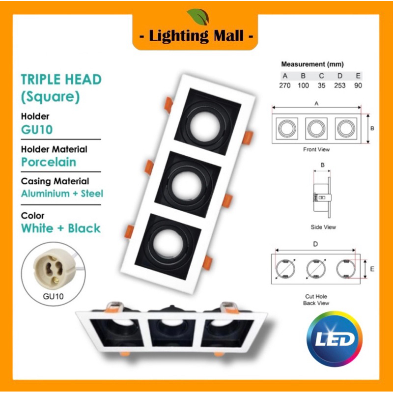 LED Eyeball Fitting/Casing Black/White Downlight Casing | Shopee Malaysia