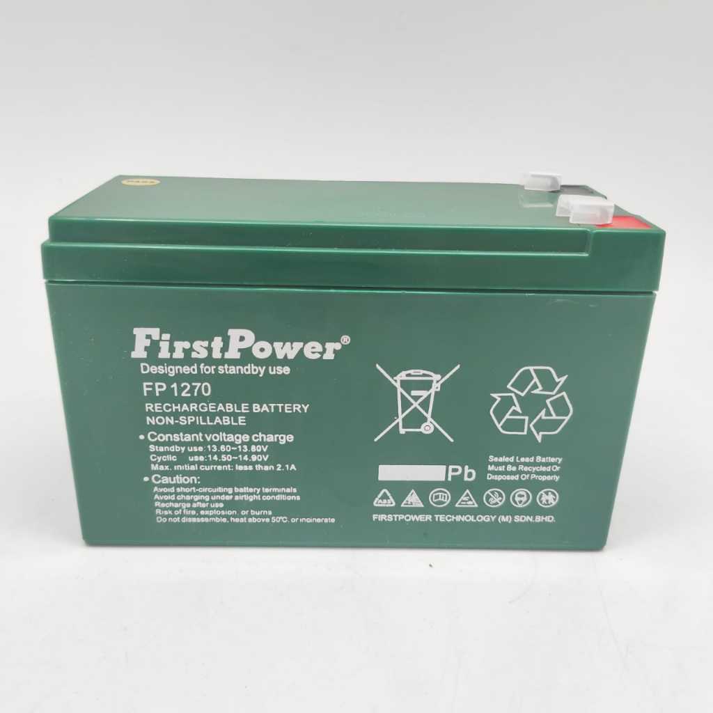 FirstPower 12V 7Ah Rechargeable Sealed Lead Acid Battery - FP1270 ...