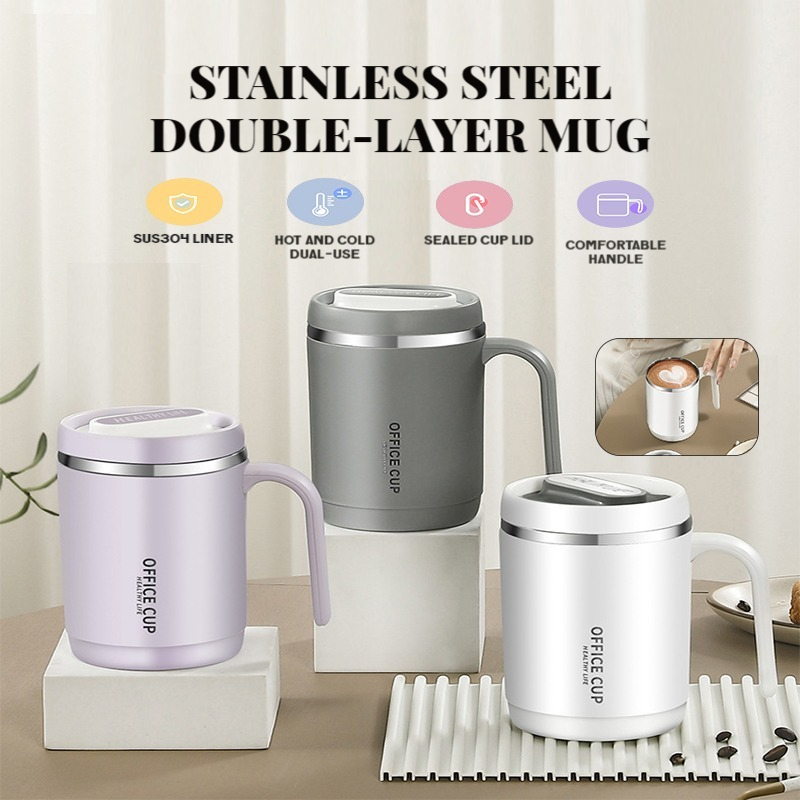 304 Stainless Steel Mug Double Layered Household Tea Cup Office Coffee ...