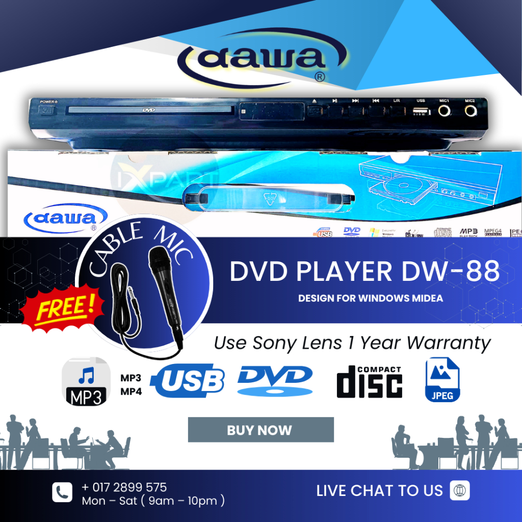 DW-88 DVD Player with 1-Year Warranty + Free Microphone DAWA | Shopee Malaysia