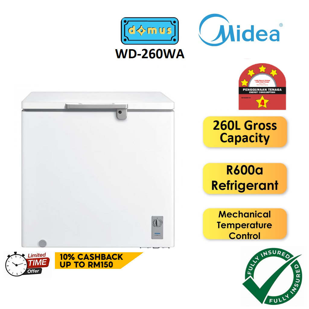 4 STAR Midea Chest Freezer 260L Peti Freezer Murah Deep Freezer Peti ...