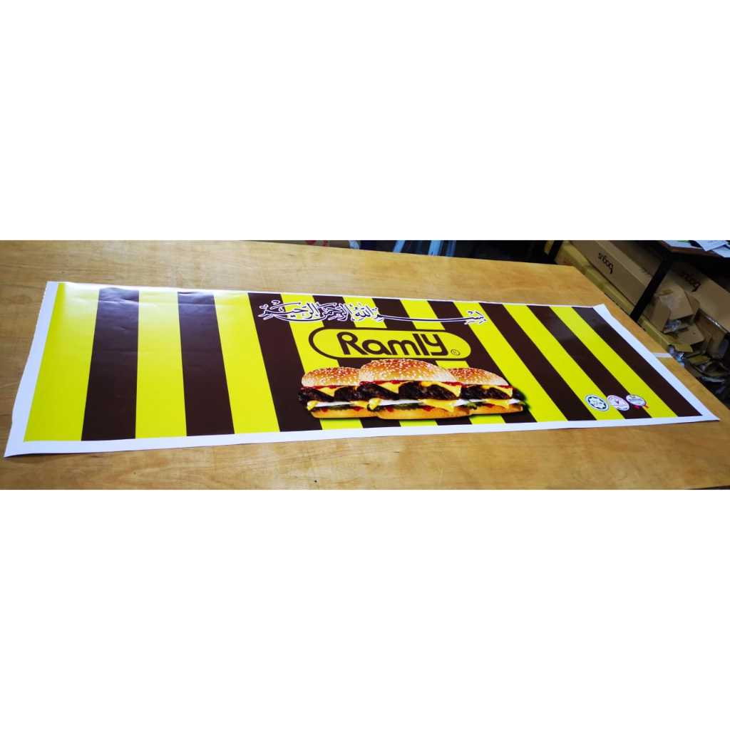 STIKER STALL BURGER WITH BROWN RECTANGLE SHAPE AND YELLOW RAMLY ...