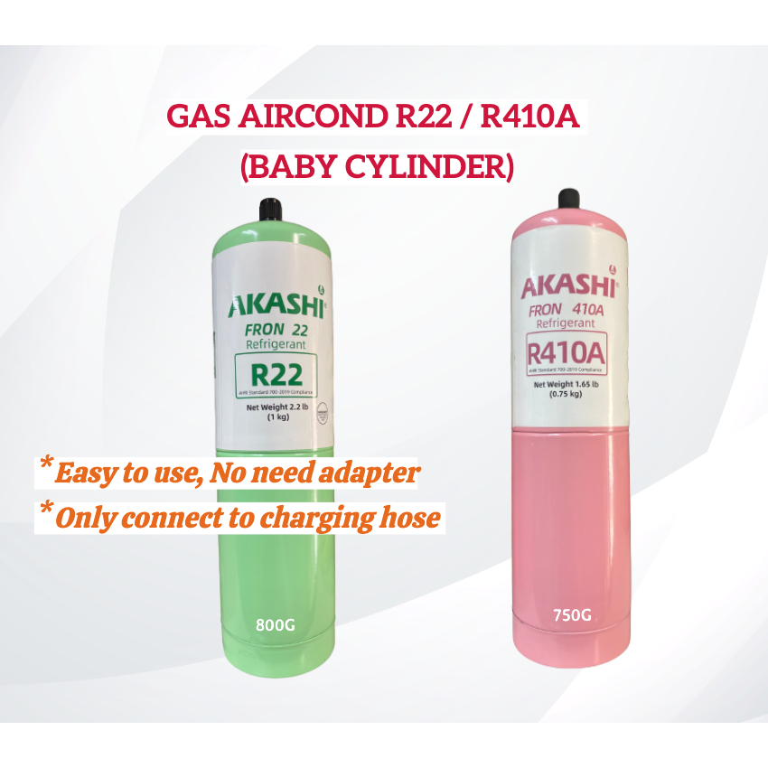 Gas R22 / R410A Aircond ICELOONG / AKASHI Baby Cylinder (800G/750G) - Gas Aircond Kecil | Shopee ...