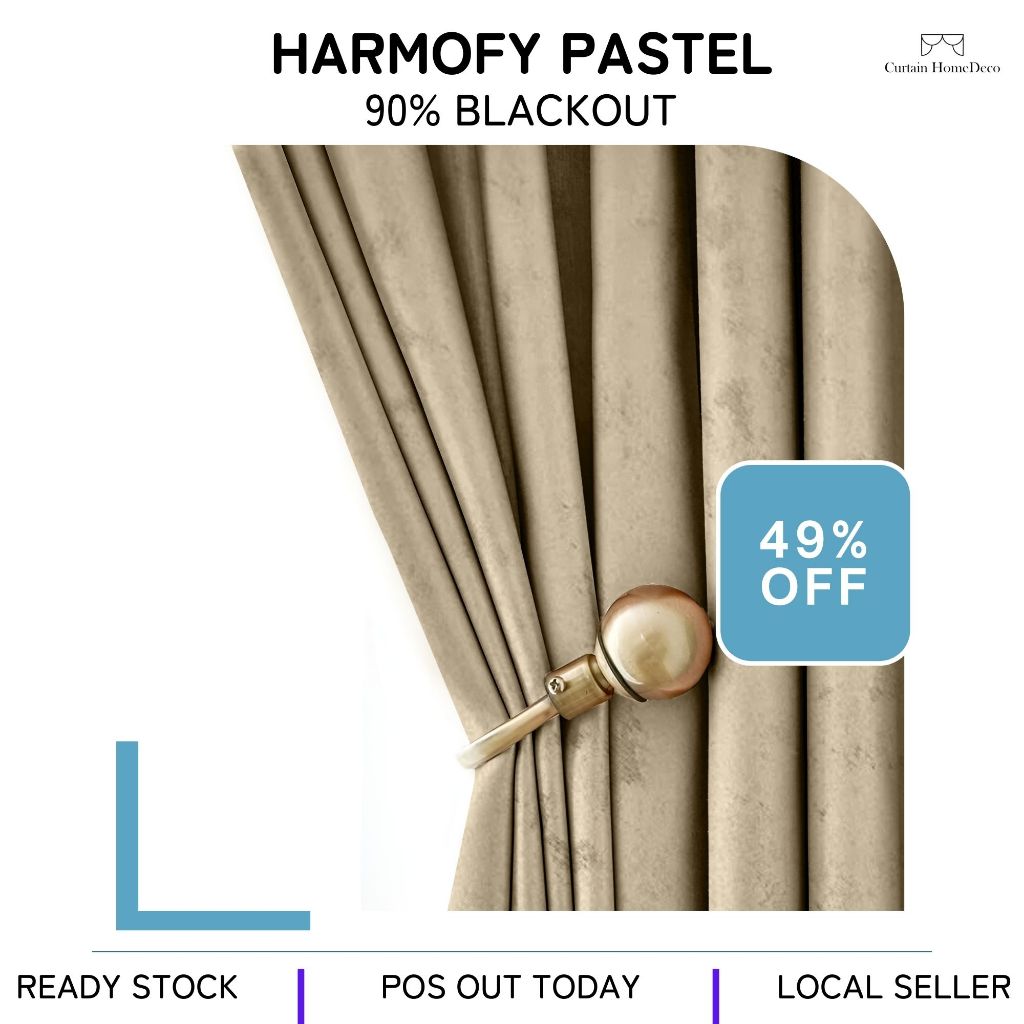 [Harmofy 90% BLACKOUT] Warna Crystal Khaki | Langsir Tebal Jenis Hook ...