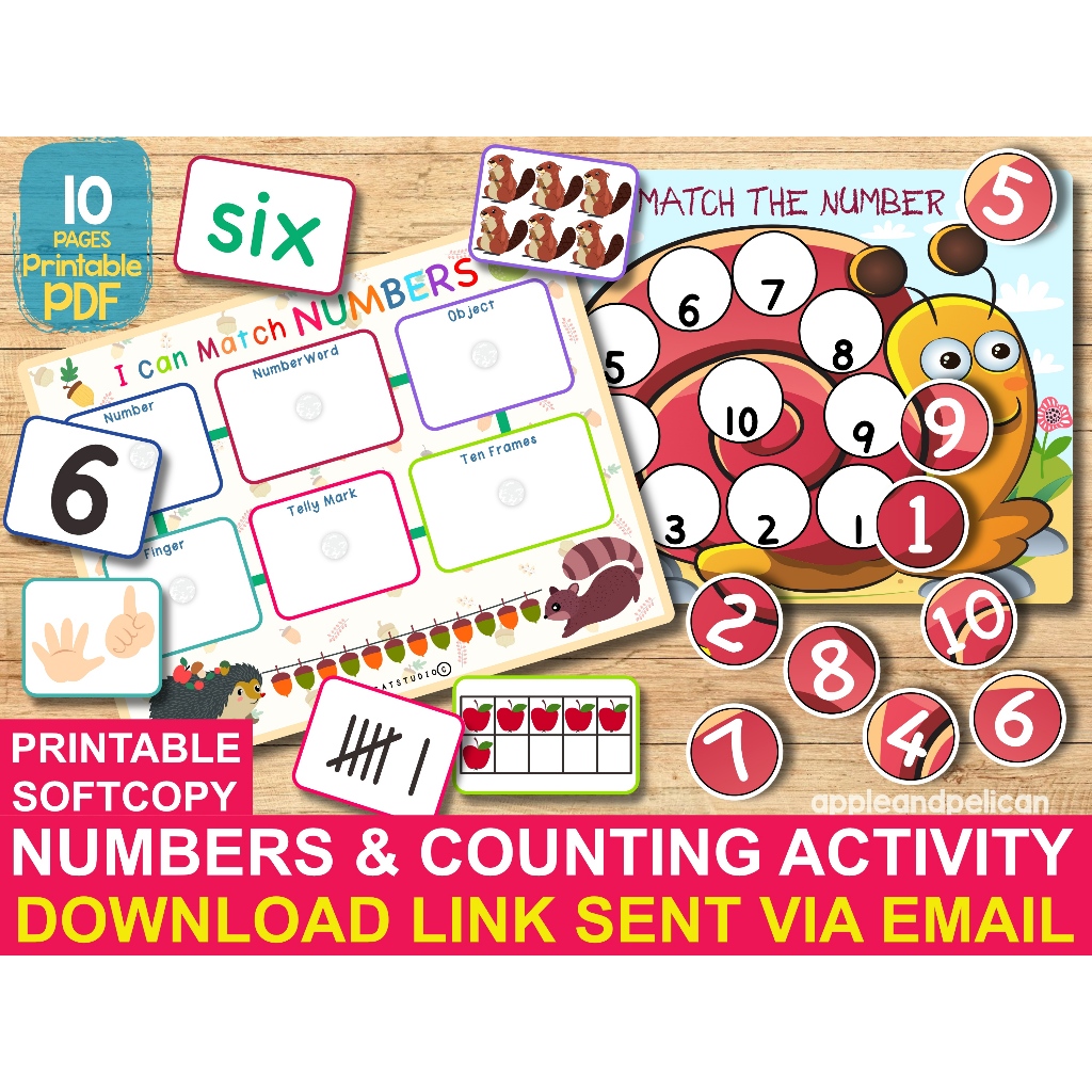 [SOFTCOPY] Numbers 1-10 Matching Activity, Counting Activity Worksheets ...