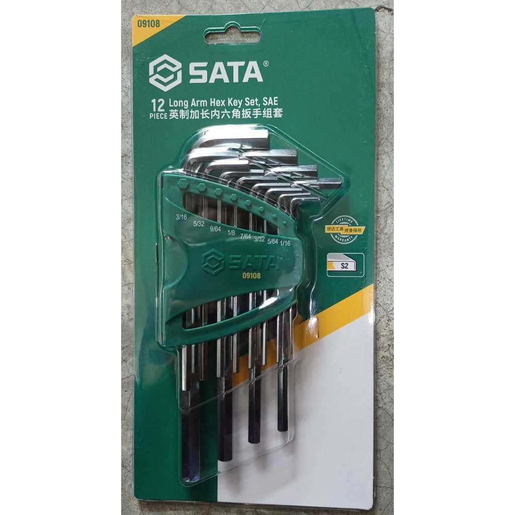 SATA LONG ARM ALLEN KEY HEXAGON KEY ,SAE,INCHE,1/16"-3/8"(12PCS),METRIC ...