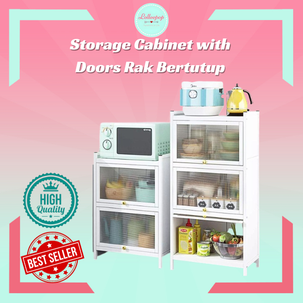 [LS]3 Layer / 4 Layer Storage Cabinet with Doors Rak Bertutup Viral Rak ...