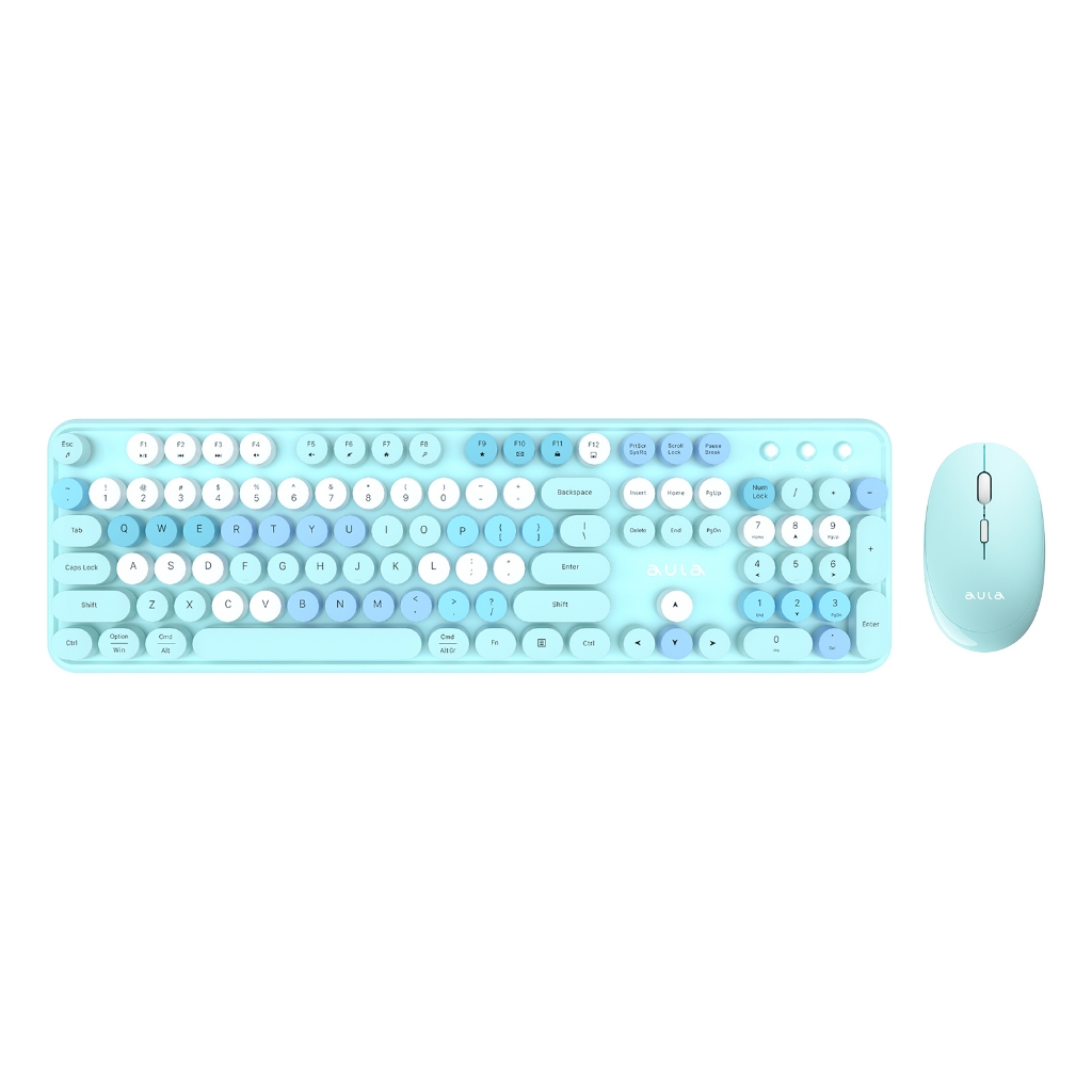 🔥ready Stock🔥aula Ac306 Wireless Combo Retro Typing Round Keycap Design Plug N Play 2 4g