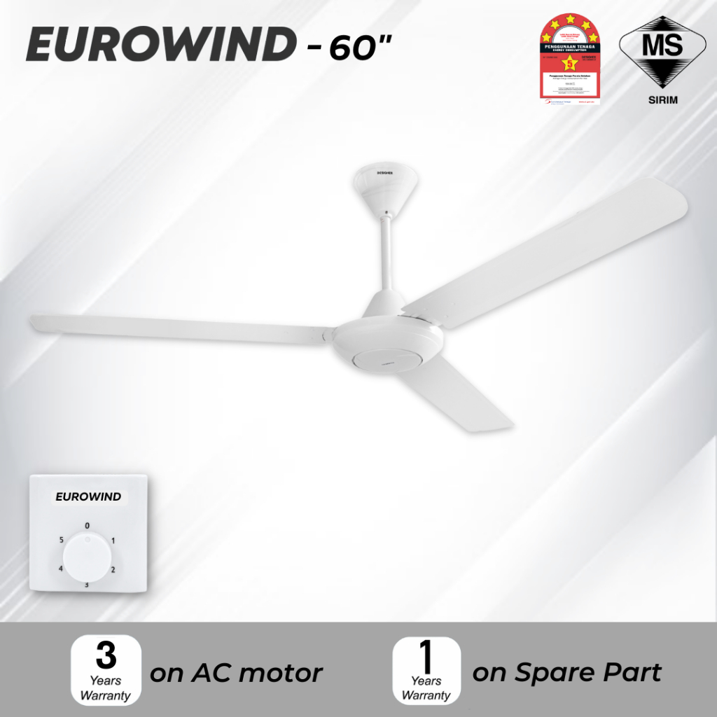 KDK K15V0 / DESIGNER / EUROWIND (60"/150cm) Kipas Siling Ceiling Fan ...