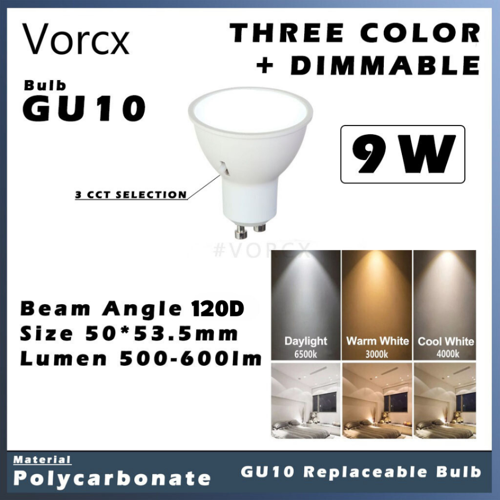 LH GU10 9W LED Light Bulb 120D Spotlight 600lm Dimmable Three Color Selection 3C | Shopee Malaysia