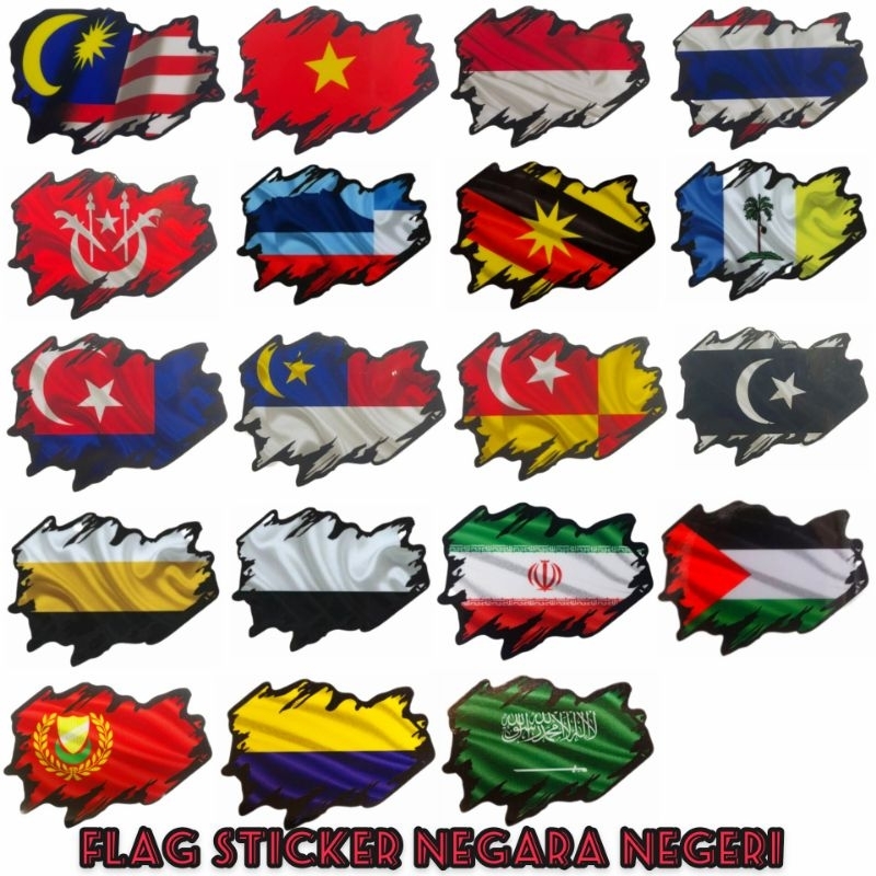 FLAG STICKER BENERA NEGERI&NATIONAL STATES MALAYSIA JOHOR MELAKA ...