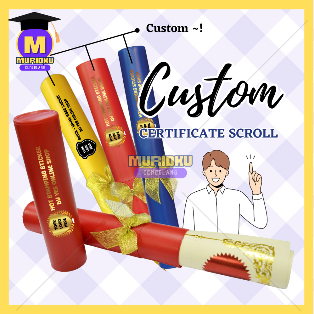 10pcs CUSTOM CERTIFICATE SCROLL / PLASTIC CERTIFICATE HOLDER FOR ...