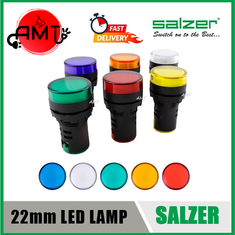 SALZER LED PILOT LAMP 22MM 240V ATOMS RED BLUE AMBER YELLOW GREEN WHITE ...