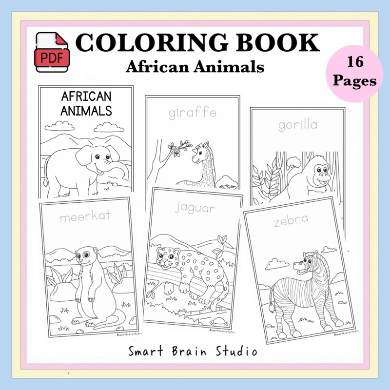 PDF COLORING BOOK | AFRICAN ANIMALS | KIDS COLORING SHEET | Shopee Malaysia