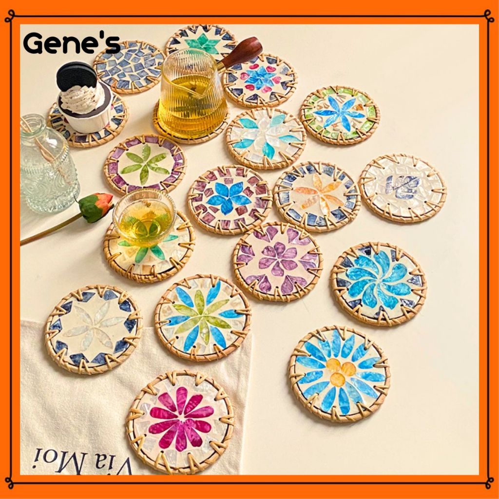 Gene's 10CM Natural Original Rattan Handmade Woven Cup Coaster for Cafe ...