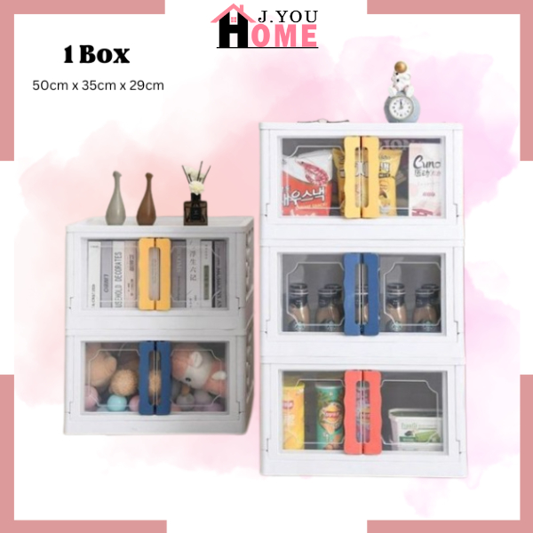 55L Multipurpose Front Door Stackable Storage Box with Wheels Organizer ...