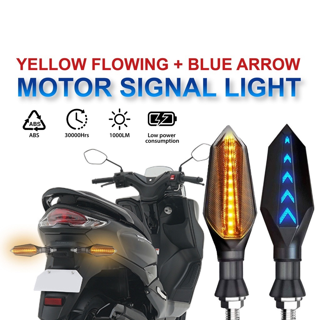 2PCS Universal Motorcycle Yellow Flowing Light Turn Signal Indicator ...
