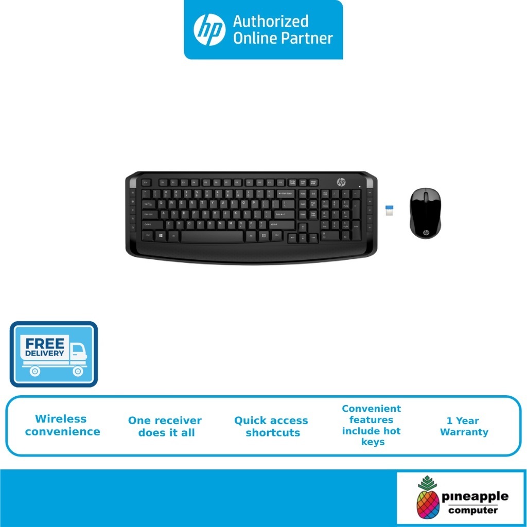 HP Wireless Keyboard and Mouse 300 | Wireless Convenience | Keyboard ...