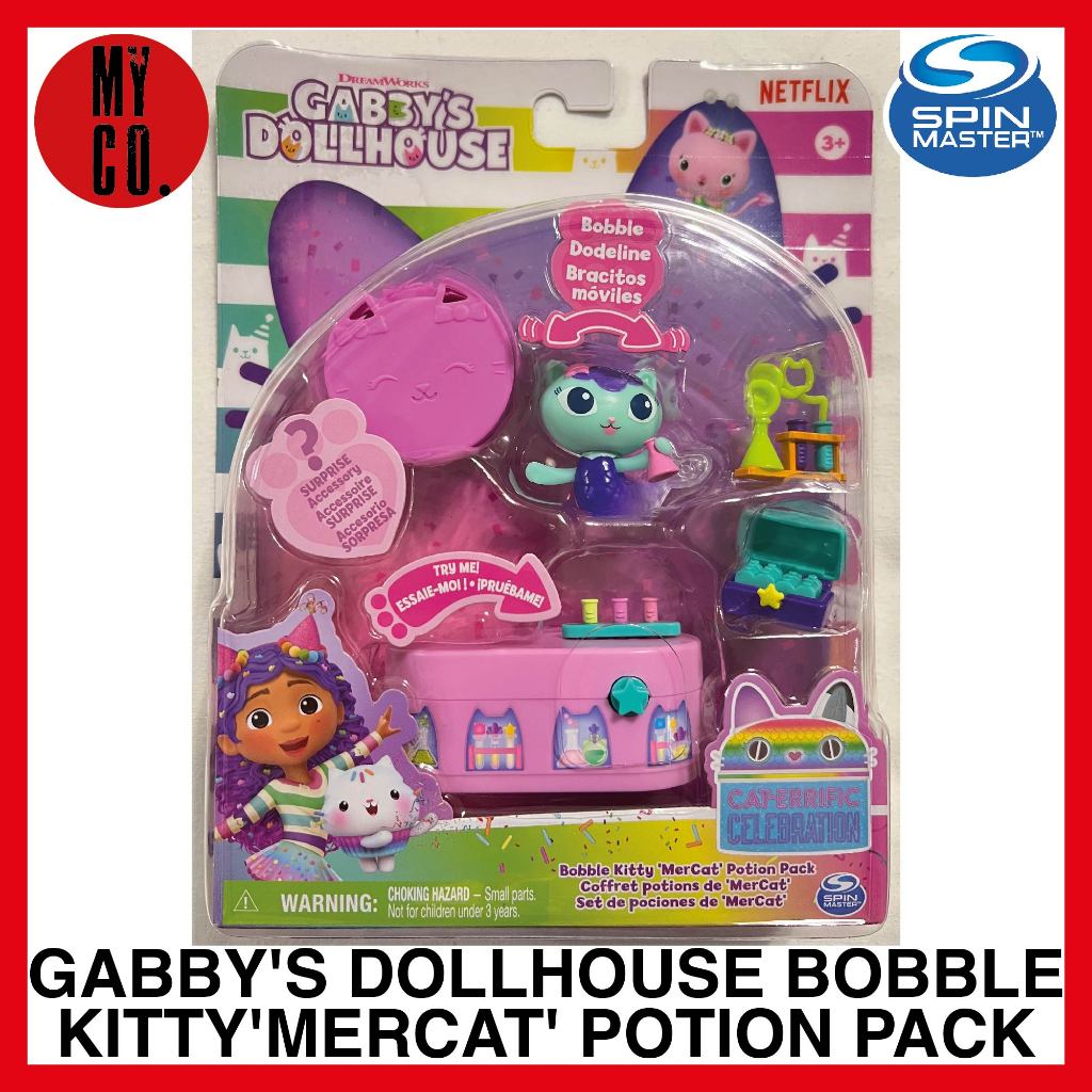 GABBY'S DOLLHOUSE BOBBLE KITTY 'MERCAT' POTION PACK SPIN MASTER ...