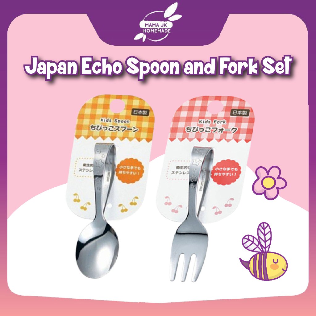 Japan Echo Baby Feeding Learning Spoon and Fork Set Sudu Baby Sudu ...