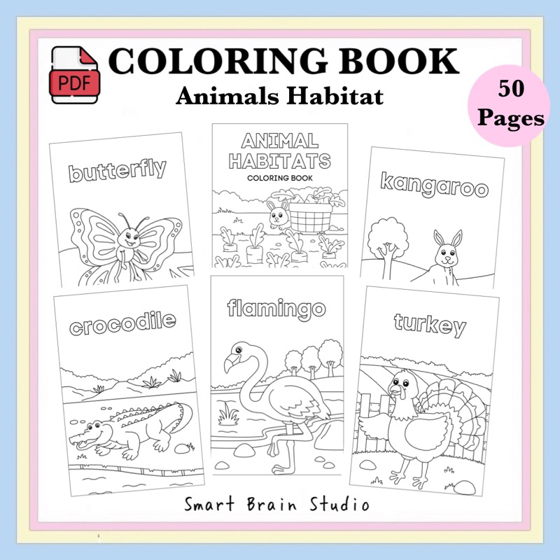 PDF ANIMALS HABITAT COLORING BOOK | LEARN ANIMALS | Shopee Malaysia
