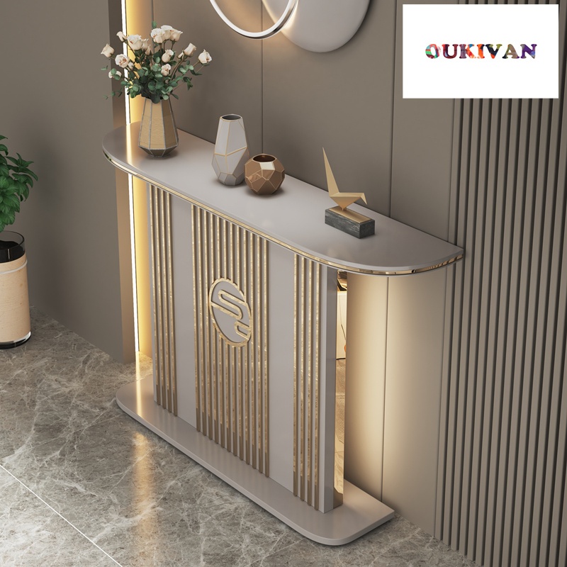 Luxury Console Table With Both Side Led Lighting Solid Wood Entrance ...