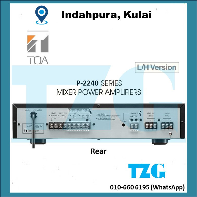 TOA (KULAI) P-2240 240W MIXER POWER AMPLIFIER 240 WATT | Shopee Malaysia