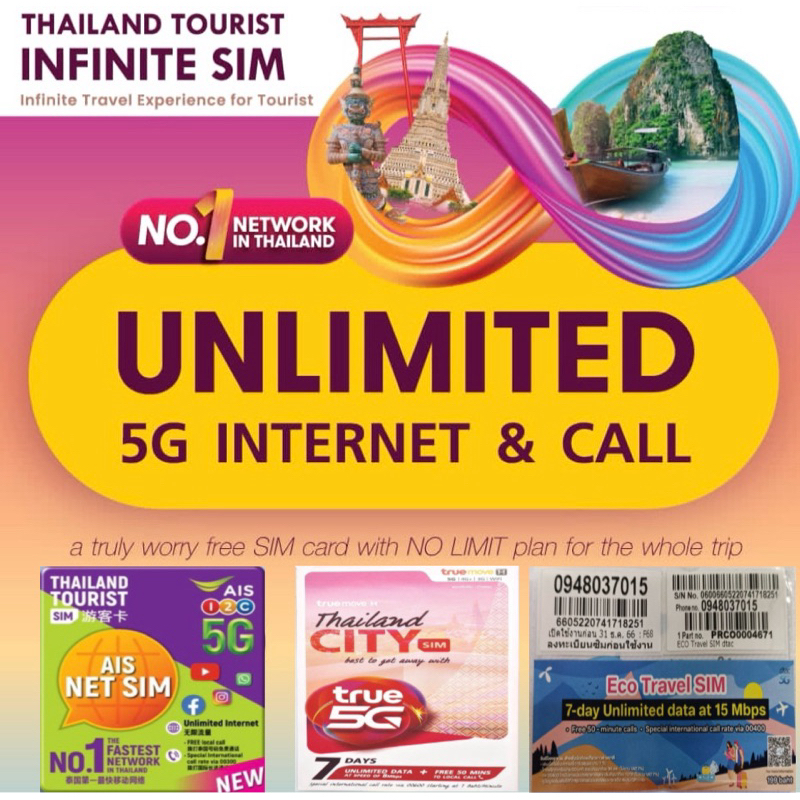 Thailand SIM Card UNLIMITED INTERNET ( 泰国网卡）(Thai Travel Sim Card Prepaid Sim Card) | Shopee ...