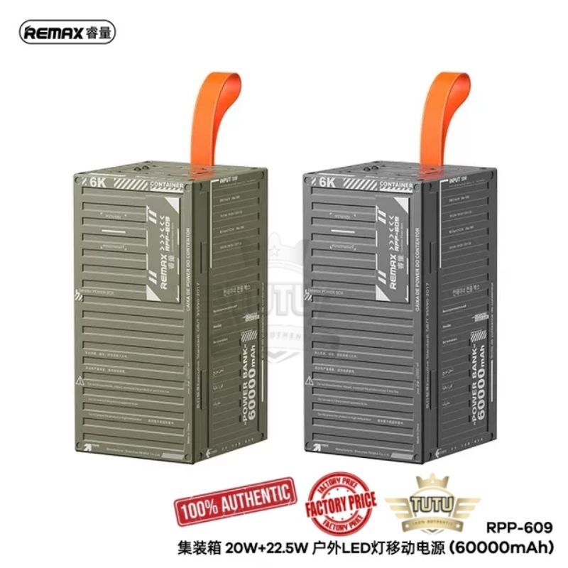 Remax RPP 609 60000mAh Power Bank Outdoor Camping Fast Charging PD Quick Charging LED Light Big ...
