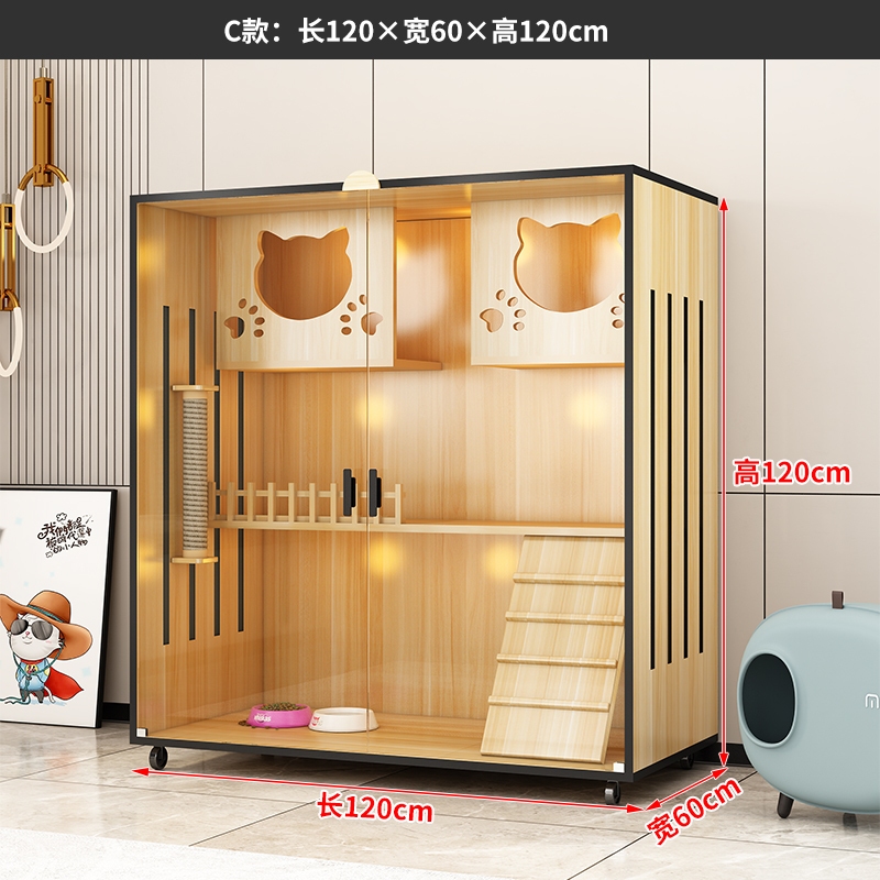 Cat Villa Solid Wood Cat Cage Cat House Home Cat Nest Display Cabinet