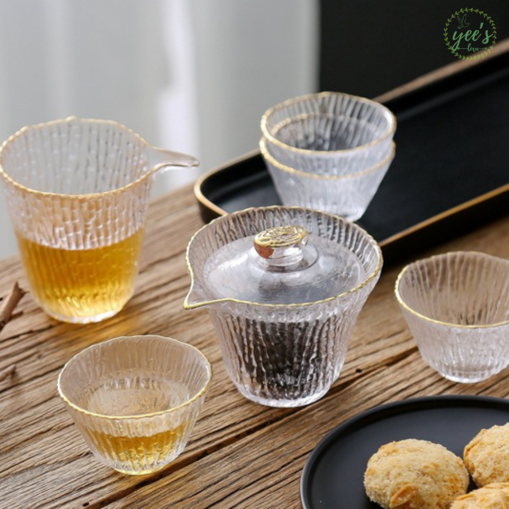 【Tea Sets】Embossed Glass Tea Sets / Teapot / Gaiwan Fair Cup 锤纹玻璃盖碗公道杯 ...